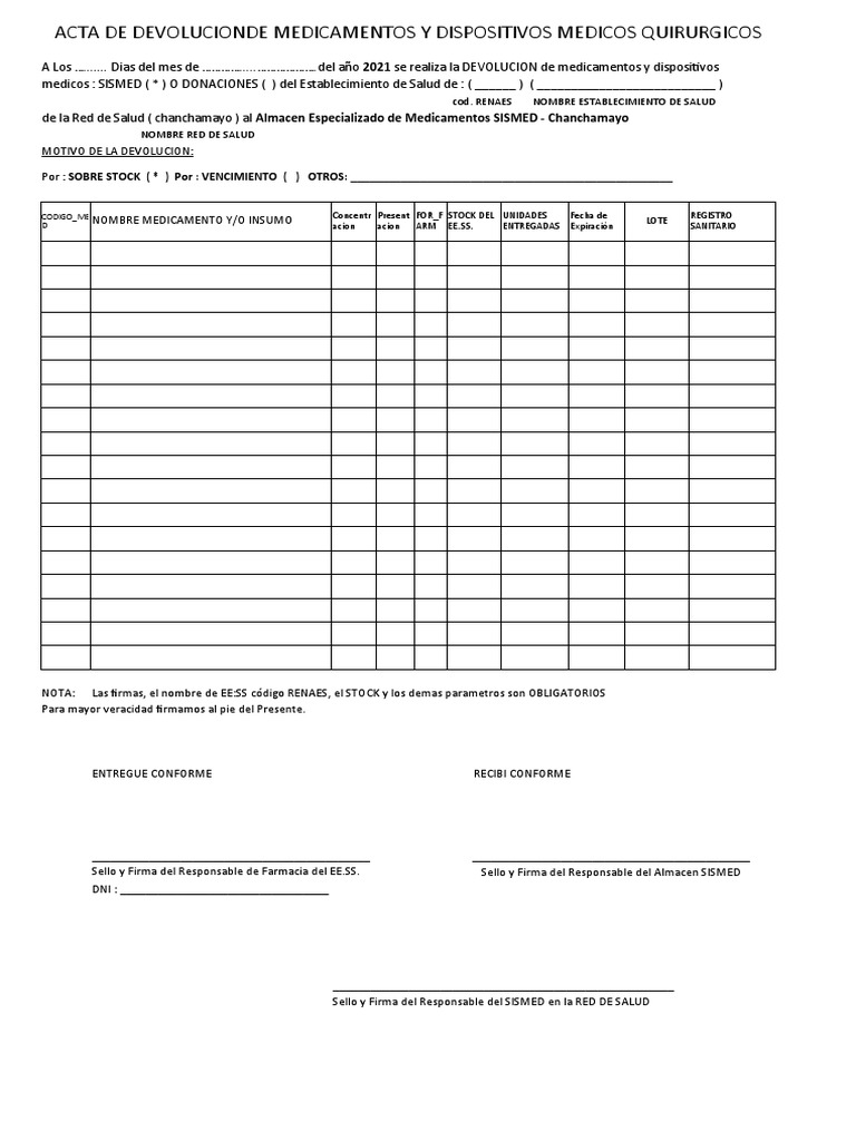 Formato de Acta de Devolucion | PDF