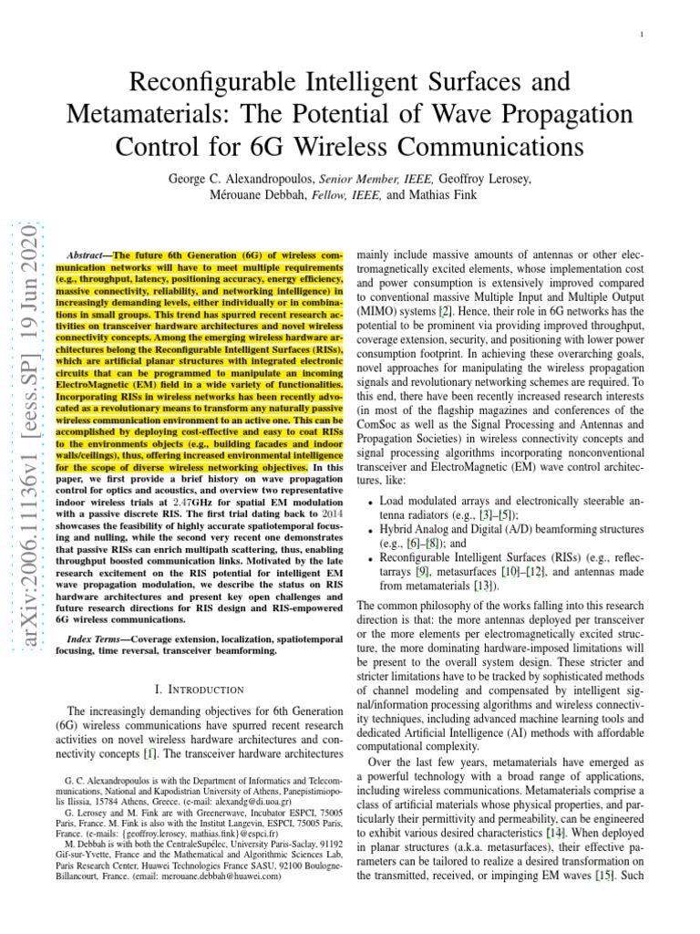 RIS For 6g | PDF | Antenna (Radio) | Mimo