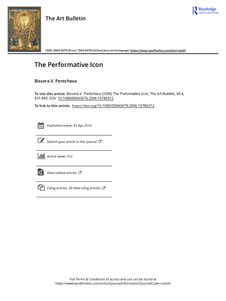 Pentcheva - The Performative Icon | PDF | Icon | Senses