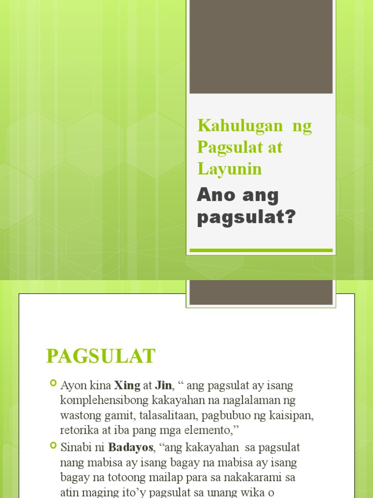 Kahulugan NG Pagsulat at Layunin | PDF
