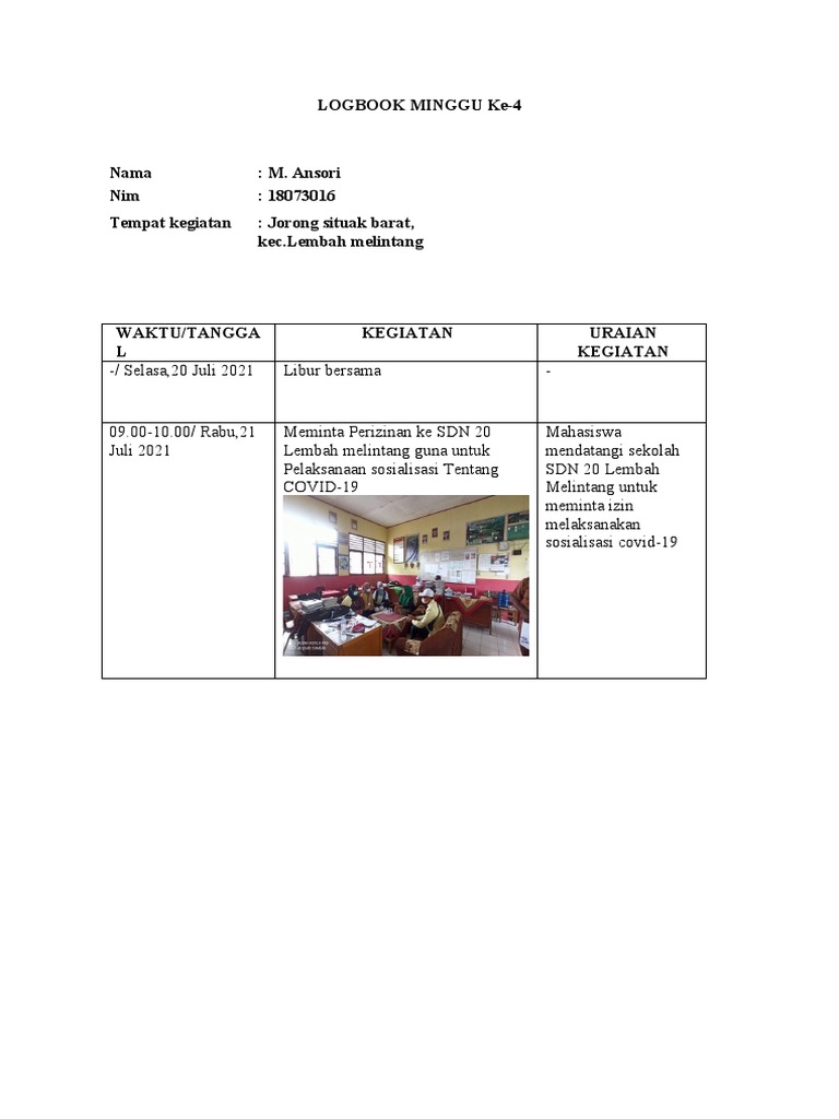 Logbook Minggu Ke-4 M. ANSORI | PDF