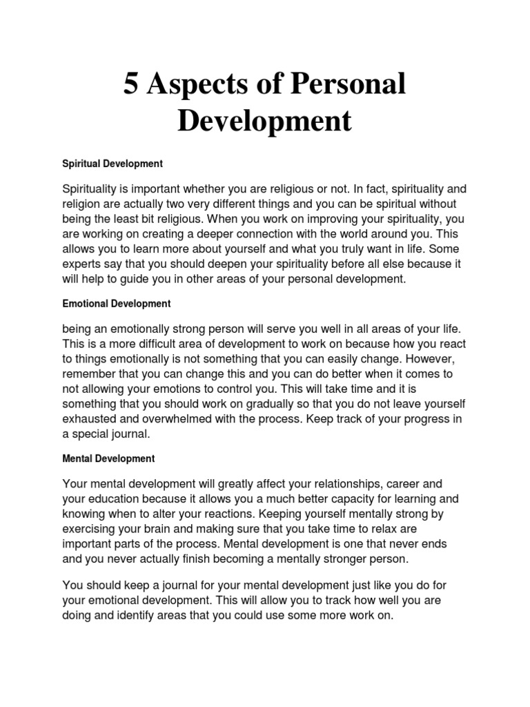 5 Aspects of Personal Development | PDF | Spirituality | Cognition