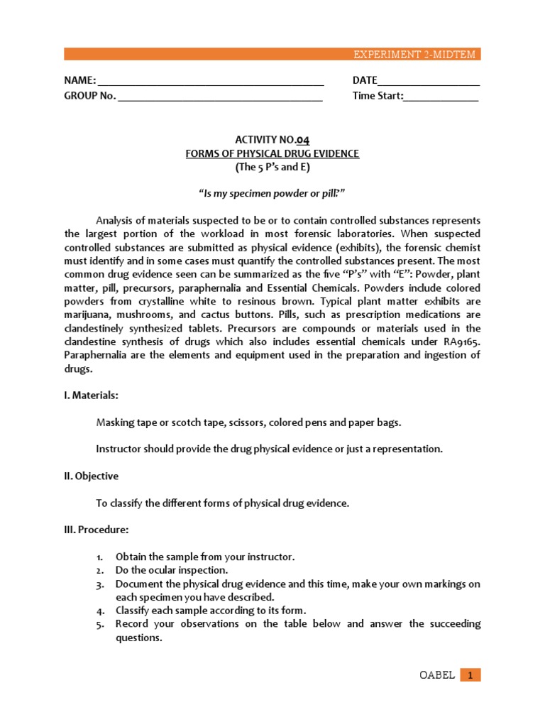 Forms of Physical Drug Evidence Analysis | PDF | Chemical Substances ...