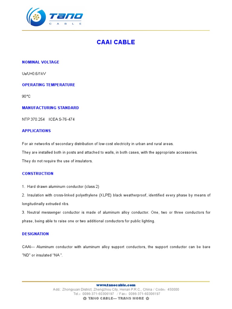 CAAI Cable Catalogue | PDF | Electrical Conductor | Insulator (Electricity)
