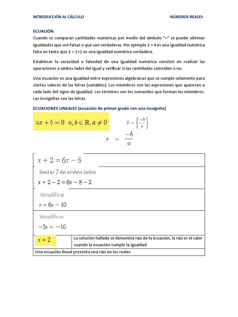 Ejercicios en Los Números Reales | PDF | Ecuaciones | Número Real