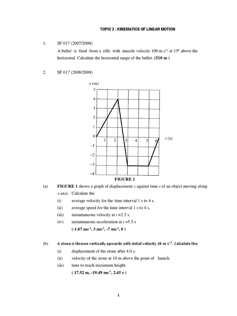 Topic 2 Kinematics | PDF | Velocity | Speed