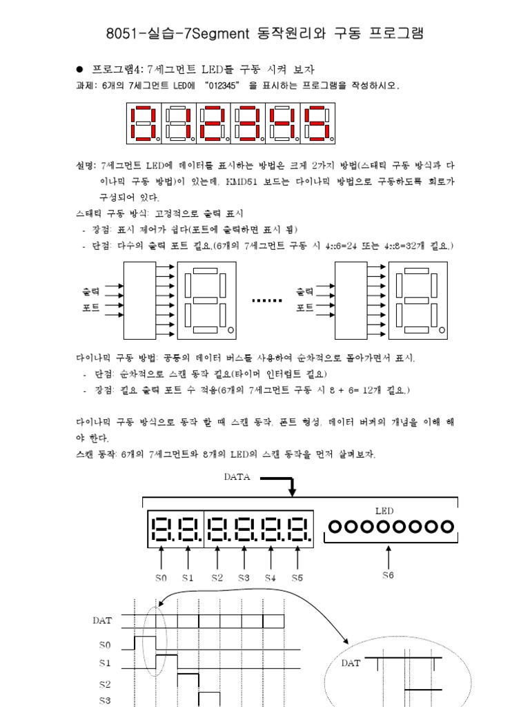 8051-프로그램2-7Segment 동작원리와 구동 프로그램 | PDF