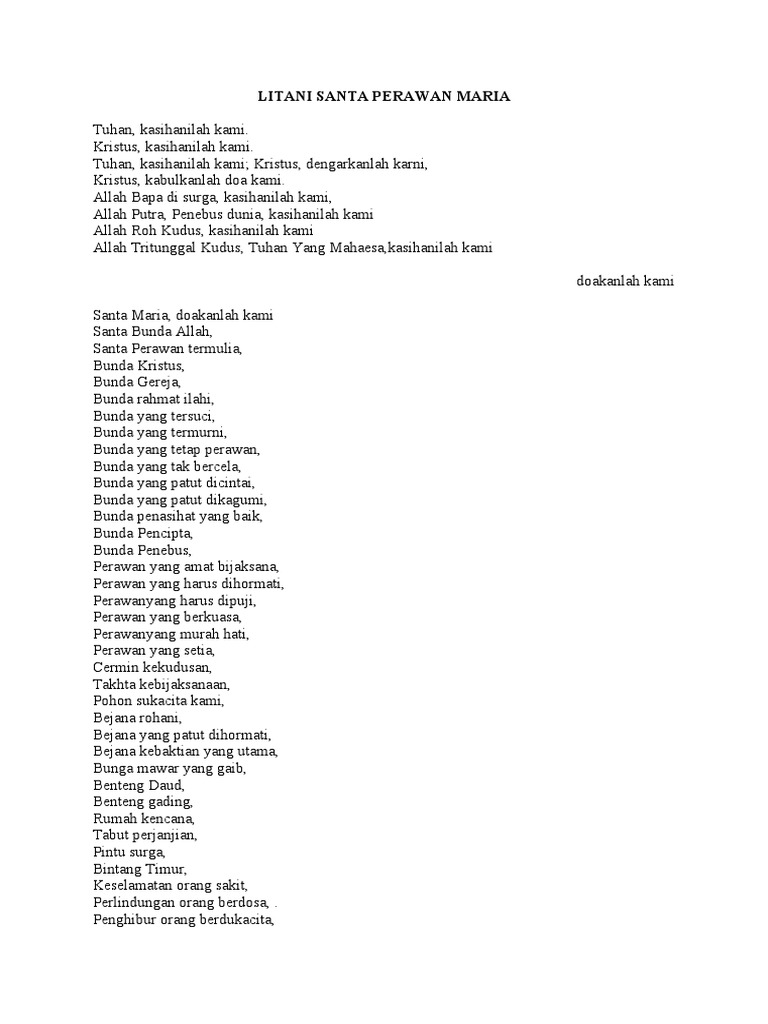 Litani Santa Perawan Maria | PDF | Agama & Spiritualitas