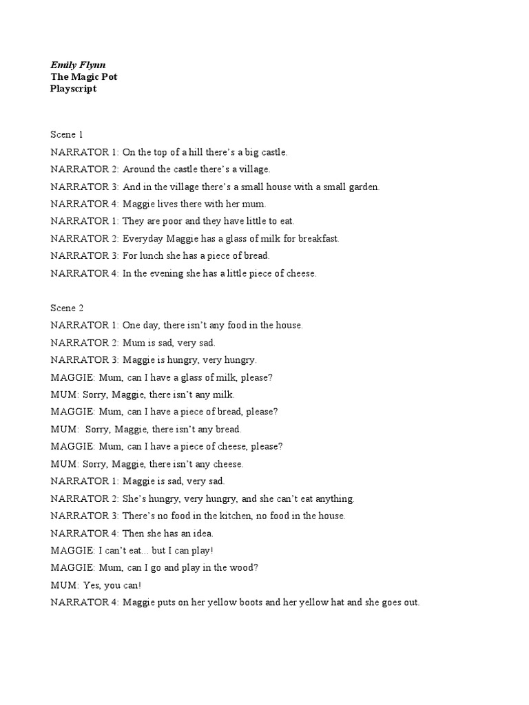 The Magic Pot Playscript | PDF