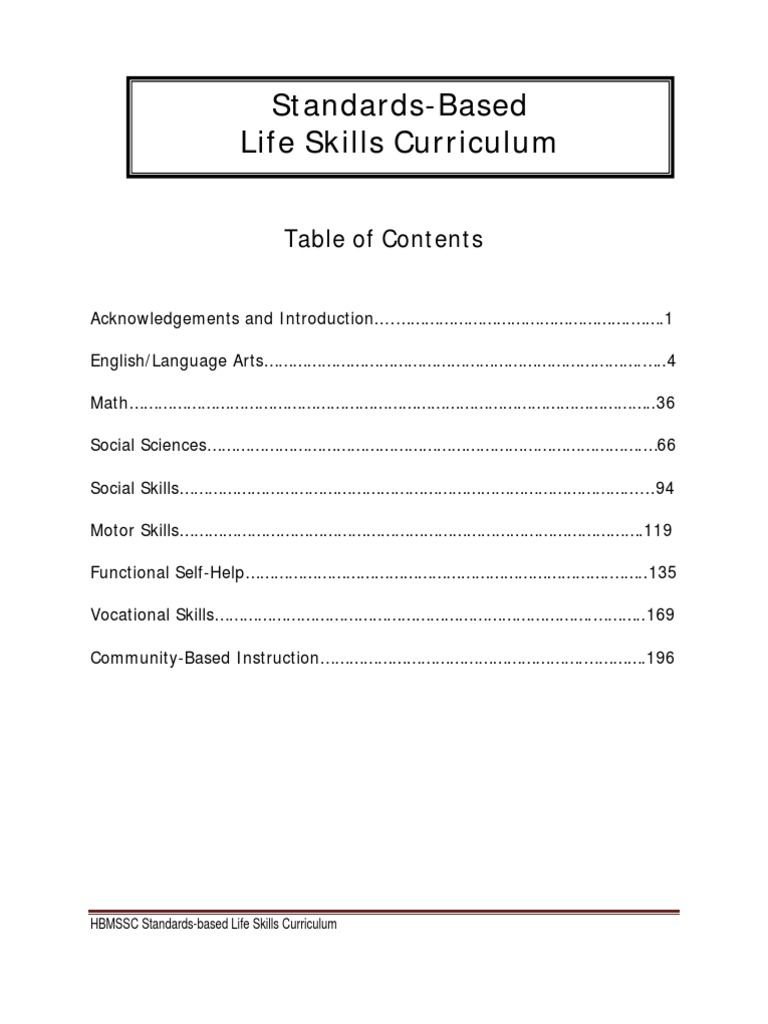 Standards-Based Life Skills Curriculum | PDF | Educational Assessment ...