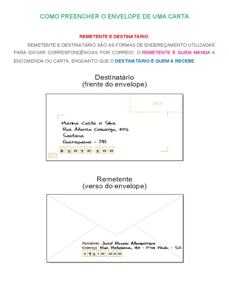 Como Preencher o Envelope de Uma Carta | PDF