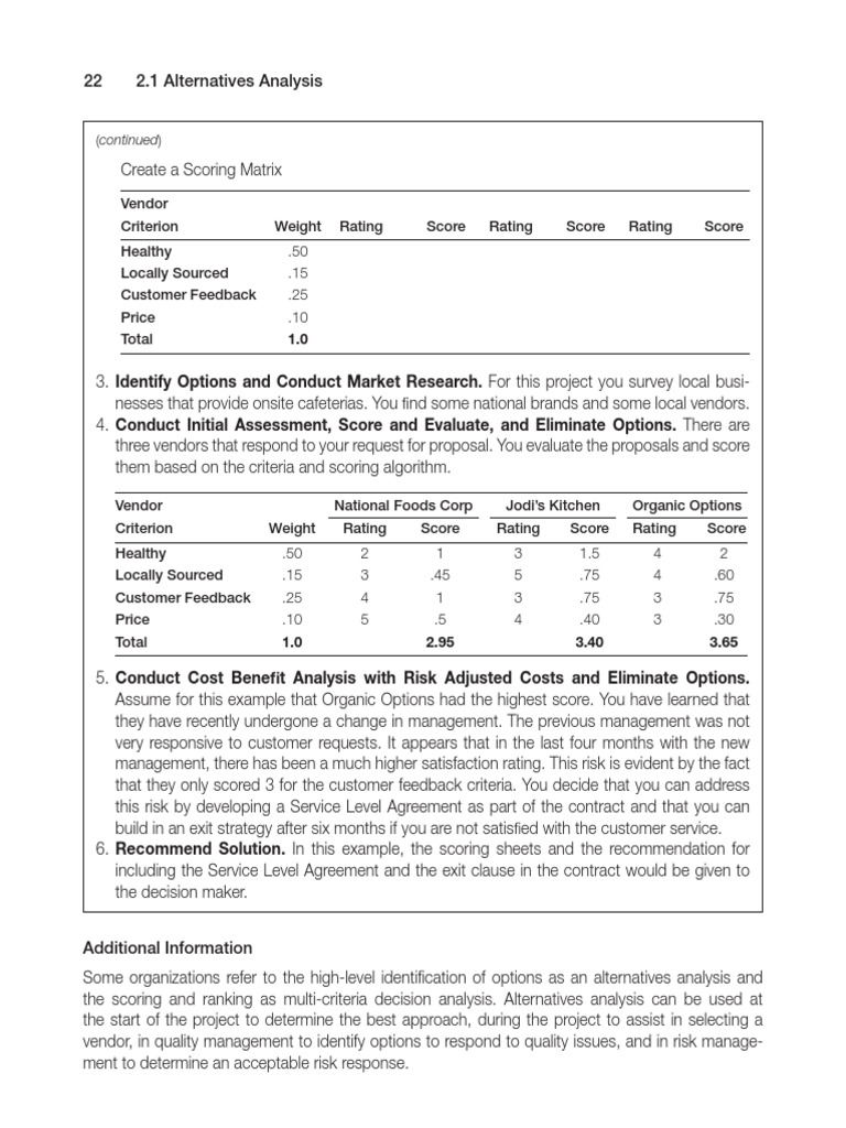 PMBOK 2-1 Alternatives Analysis-2 | PDF | Net Present Value | Cost ...