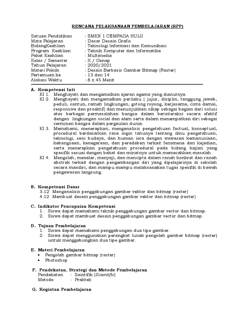 RPP 3.12 Dasar Desain Grafis Kelas X Semester Genap | PDF | Seni