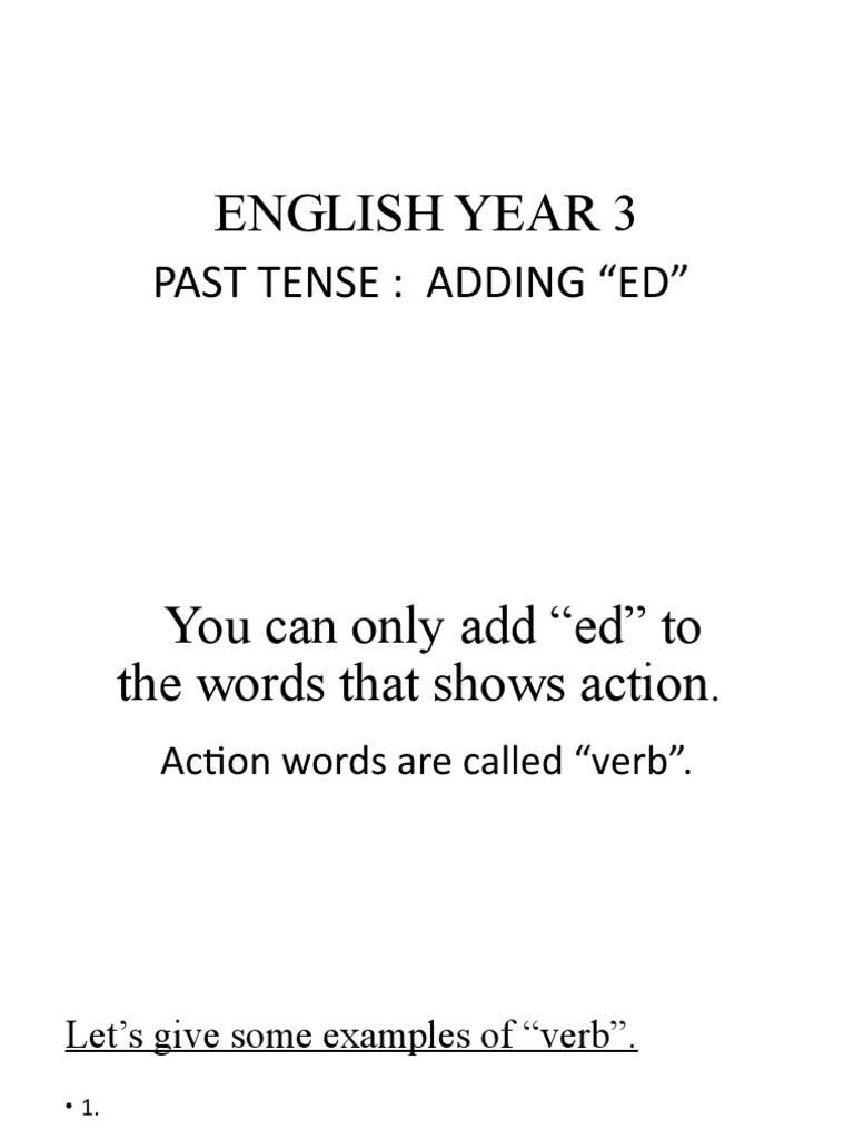 English Year 3: Past Tense: Adding "Ed" | PDF | Career & Growth ...