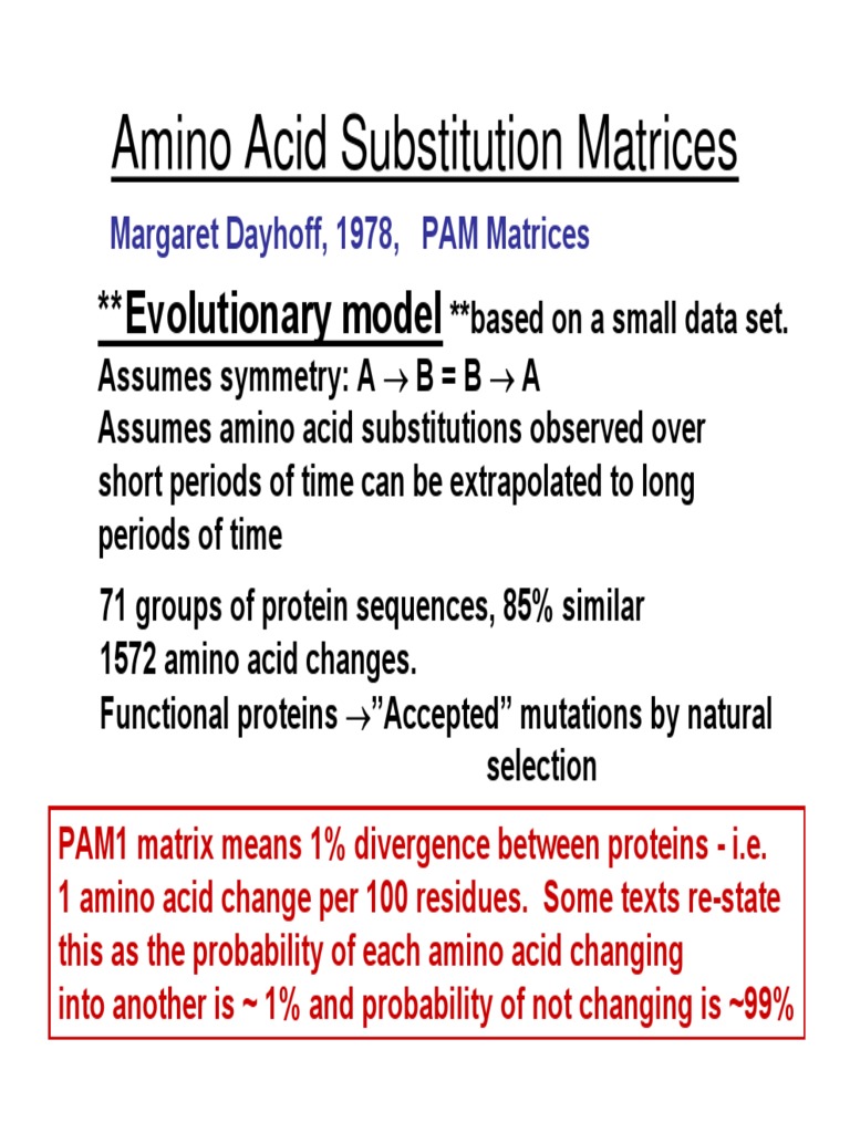 Amino Acid Substitution Matrices: Evolutionary Model | PDF | Biology ...