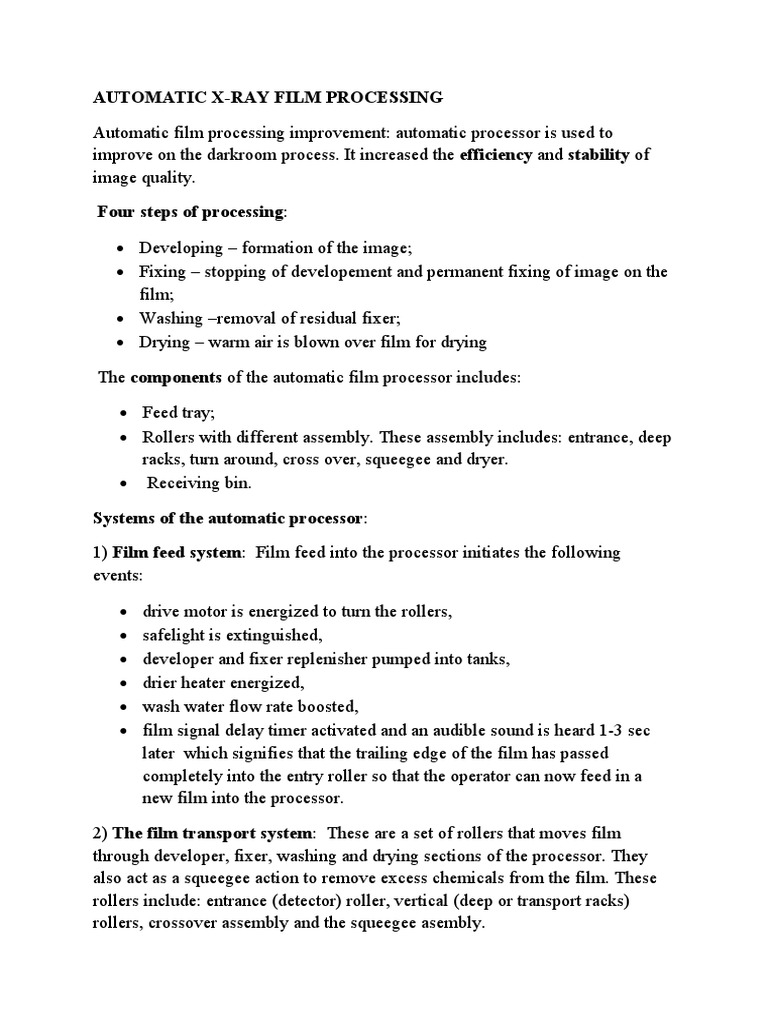 Automatic X-Ray Film Processing Overview | PDF | Clothes Dryer ...