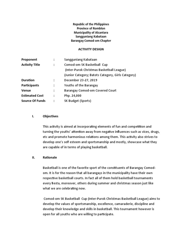 Activity Design Christmas Basketball League | PDF