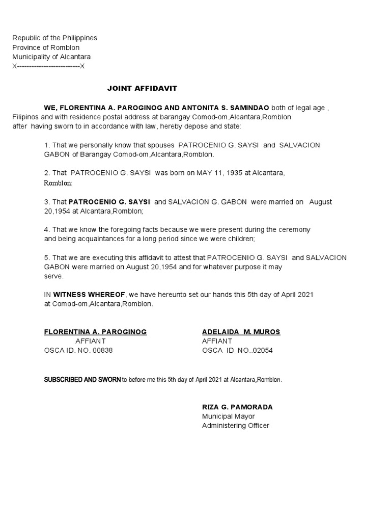 Affidavit SC 2021 | PDF | Affidavit | Evidence