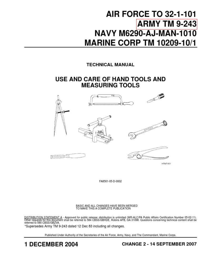 US Army - Use and Care of Hand Tools and Measuring Tools (2007 Edition ...