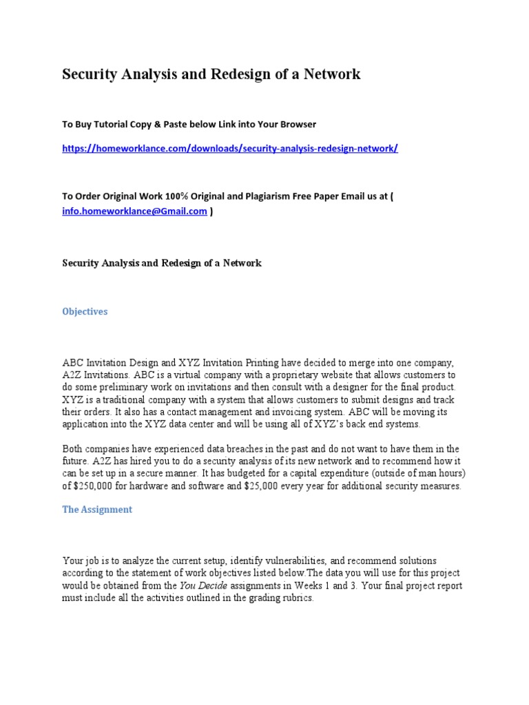 Security Analysis and Redesign of A Network | PDF | Social Engineering ...