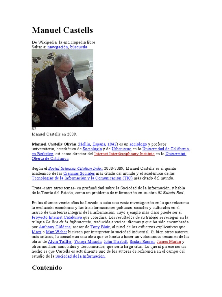 Manuel Castells y la Sociedad de la Información | PDF | Economía del ...
