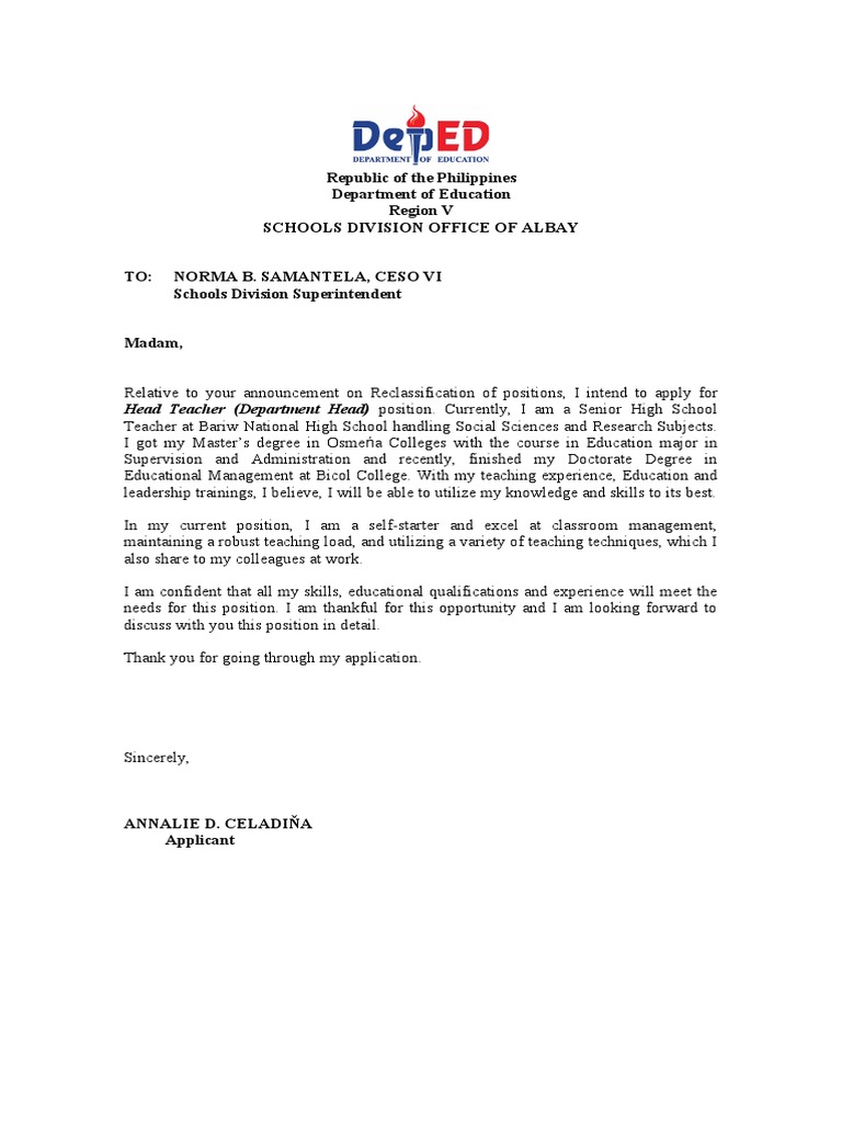 Letter of Intent For Promotion | PDF