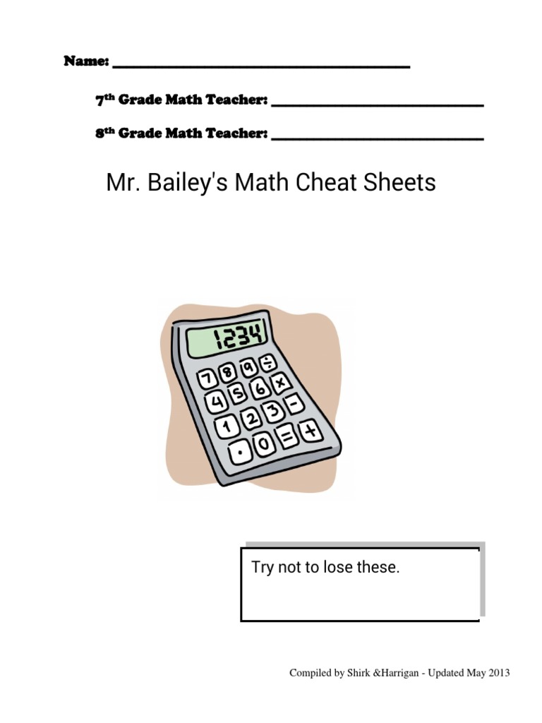 Mr. Bailey's Math Cheat Sheets: A Comprehensive Guide to Key ...