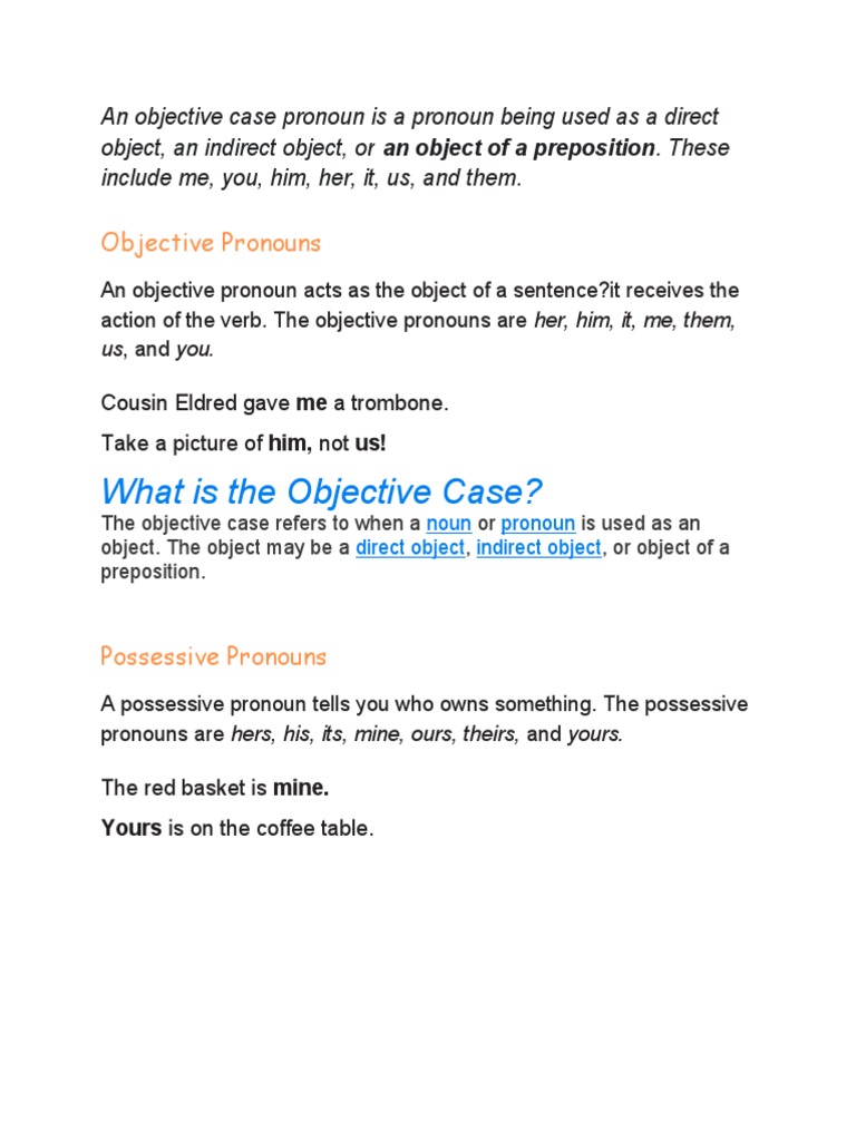 What Is The Objective Case? | PDF | Object (Grammar) | Verb