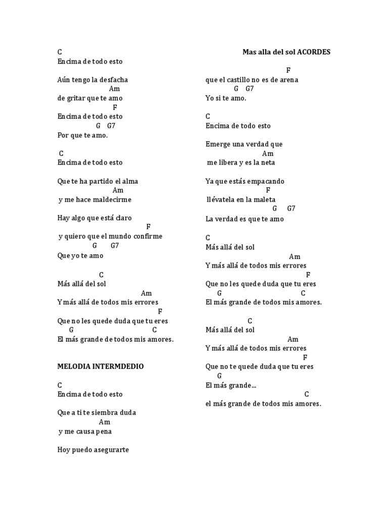 Mas Alla Del Sol JS ACORDES | PDF