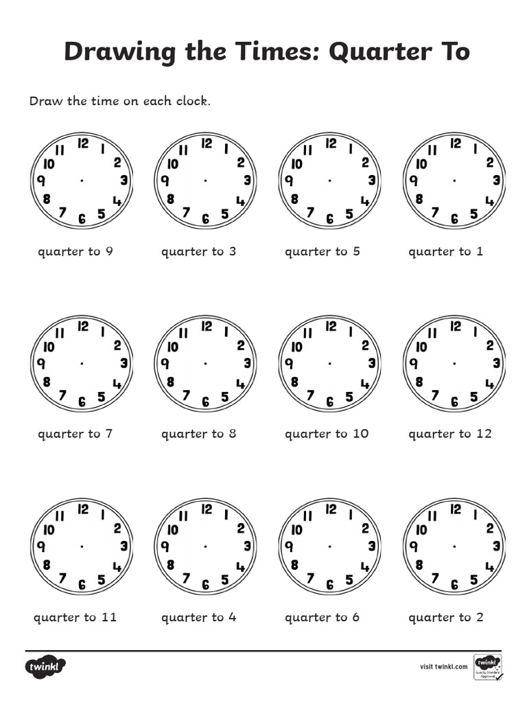 T N 7355 Draw The Times Quarter Past and Quarter To Activity Sheet Ver ...