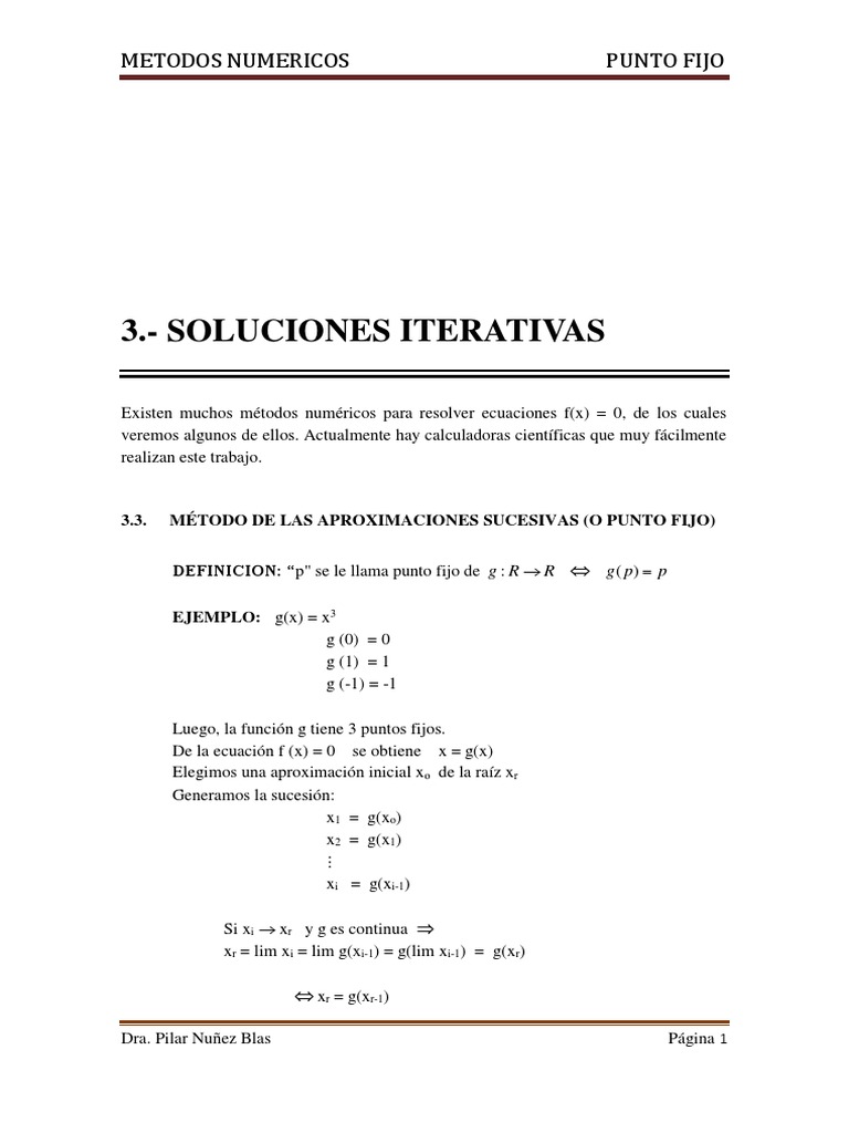 Punto Fijo | PDF | Análisis numérico | Análisis matemático