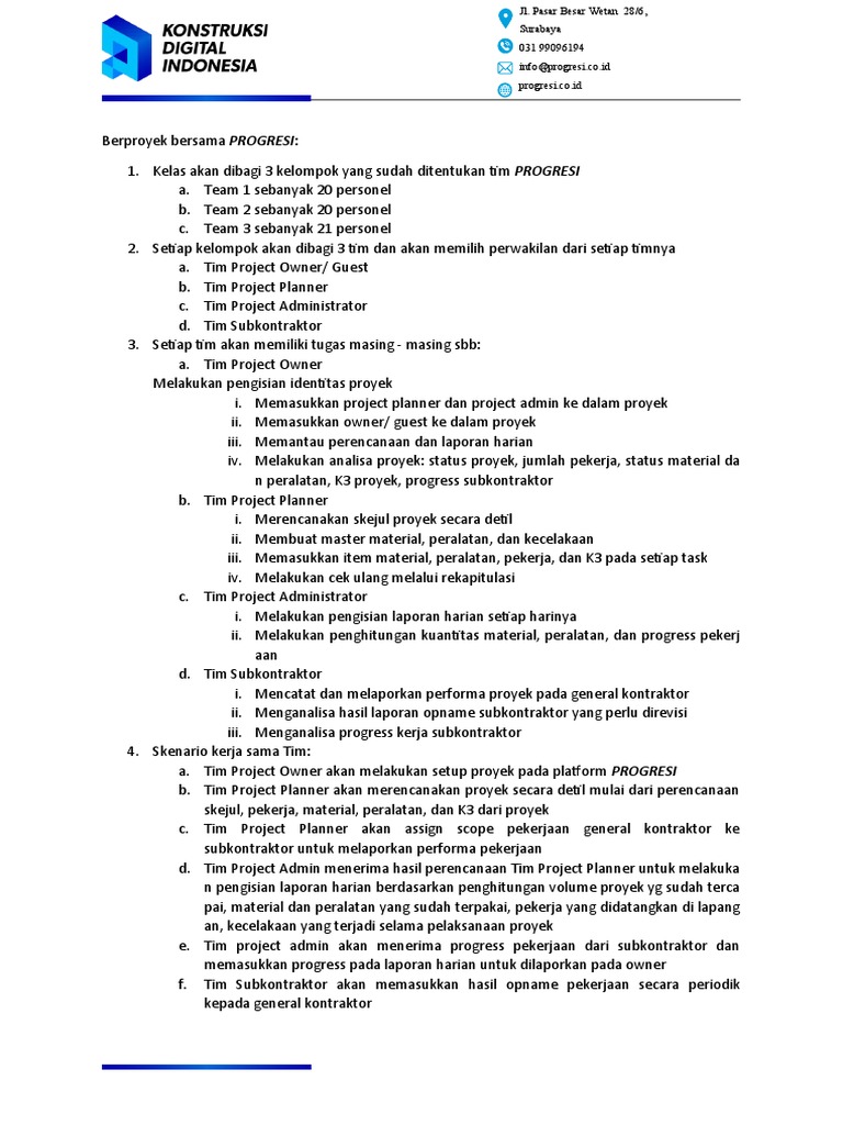 Berproyek Bersama PROGRESI-1 | PDF