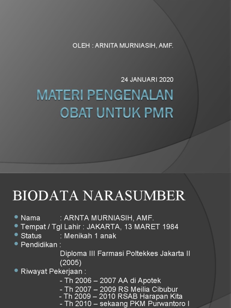 Materi Untuk Pengenalan Obat PMR | PDF | Kesehatan Holistik