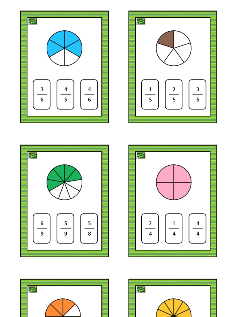 Tarjetas de fracciones para imprimir | PDF