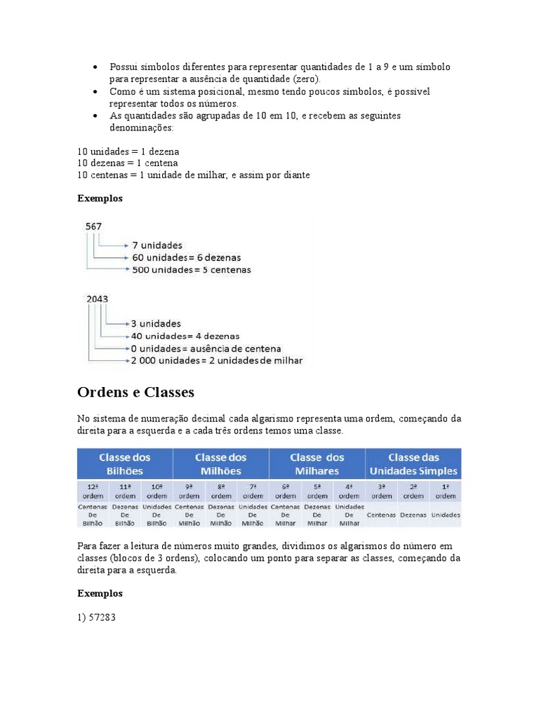 Possui Símbolos Diferentes para Representar Quantidades de 1 A 9 e Um ...