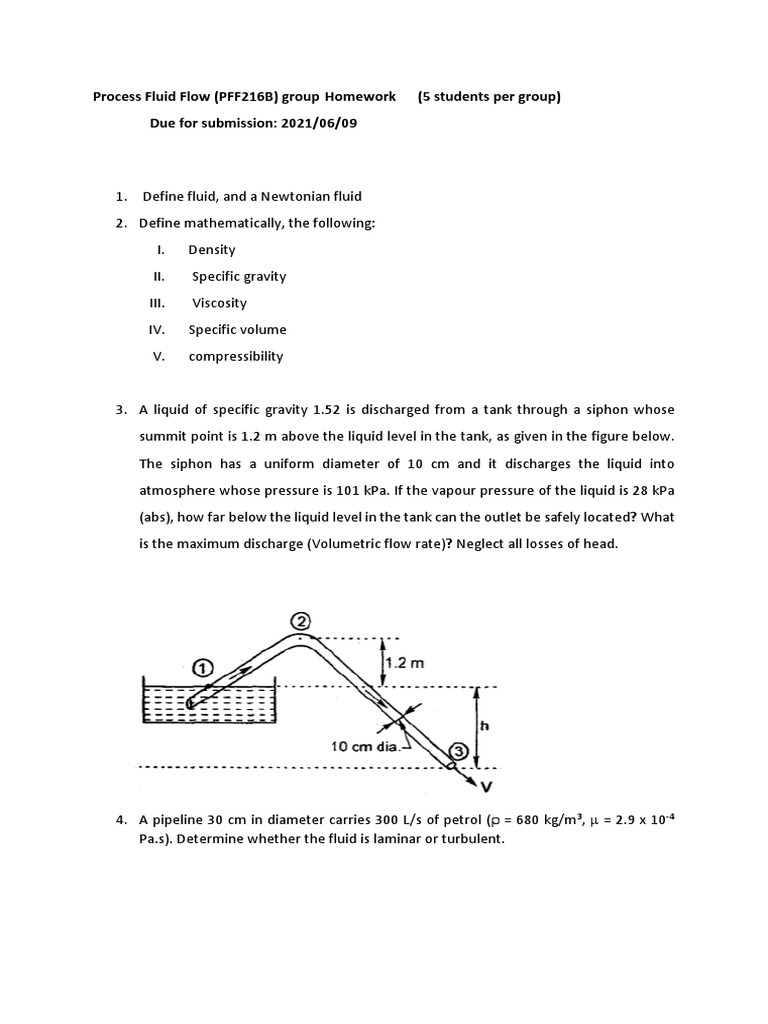 Homework 1 - Process Fluid Flow | PDF | Teaching Methods & Materials ...