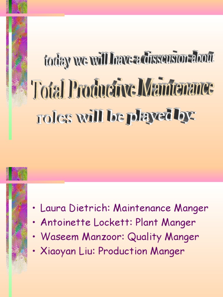 TPM Launch Kick Off Agenda | PDF | Production And Manufacturing | Economies