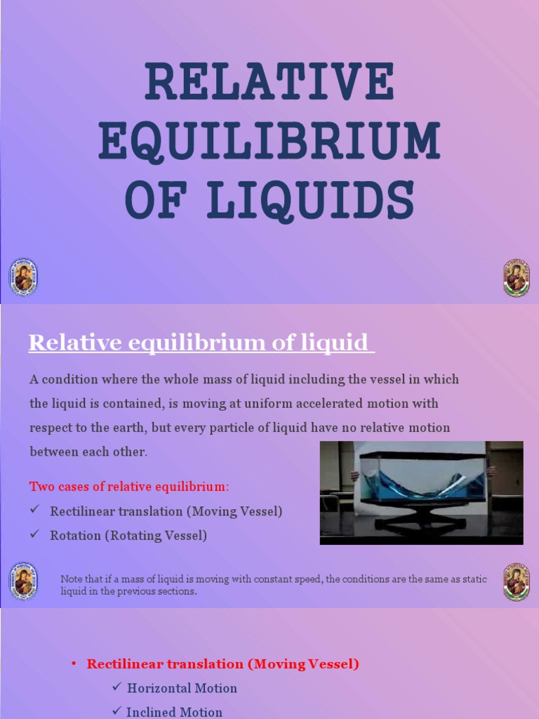 Relative Equilibrium of Liquids in Motion | PDF | Acceleration | Force