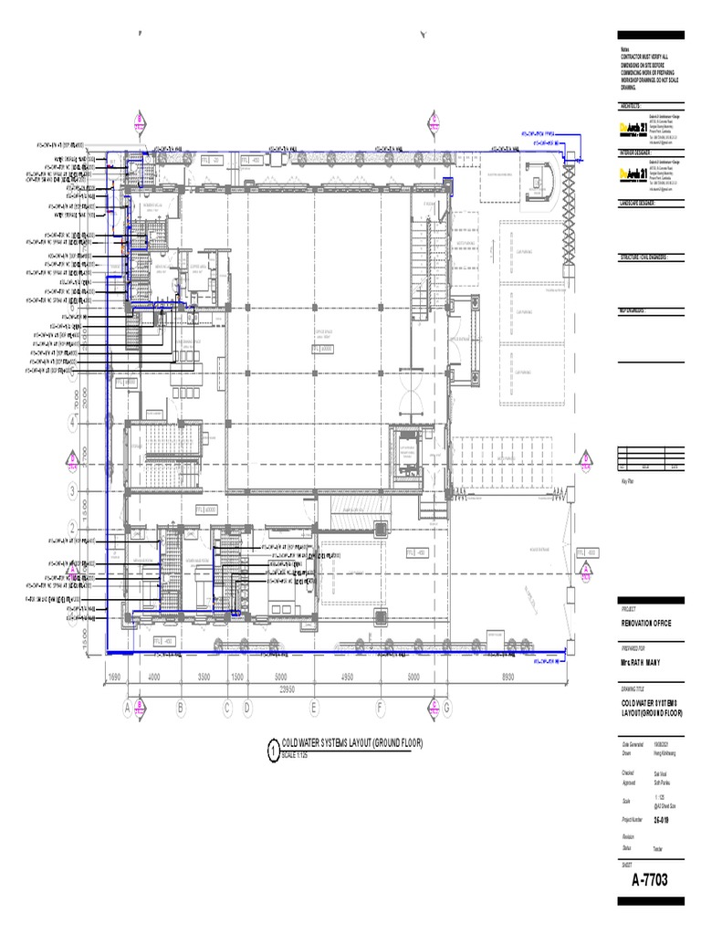 450 FFL - 20 FFL: Cold Water Systems Layout (Ground Floor) | PDF ...