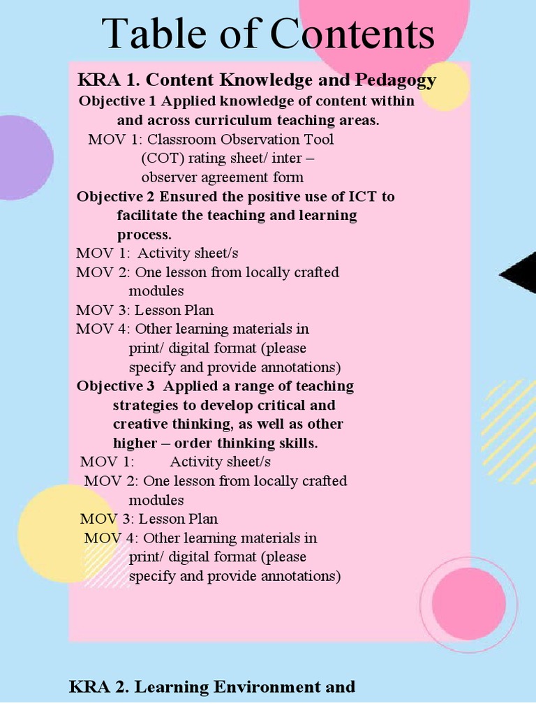 Table of Contents New Rpms | Download Free PDF | Learning | Lesson Plan
