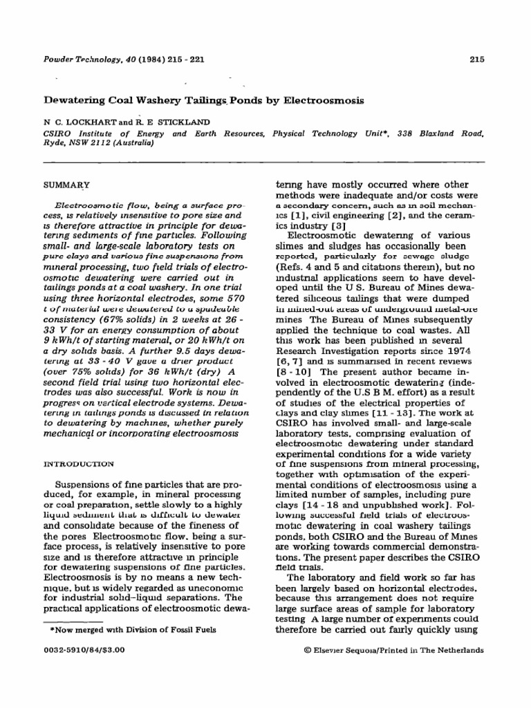 Electroosmotic Dewatering of Coal Tailings | PDF | Anode | Cathode