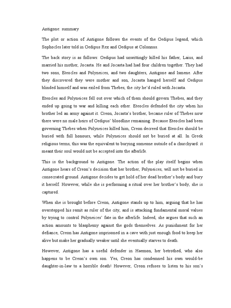 Antigone Notes | PDF | Oedipus | Theban Mythology