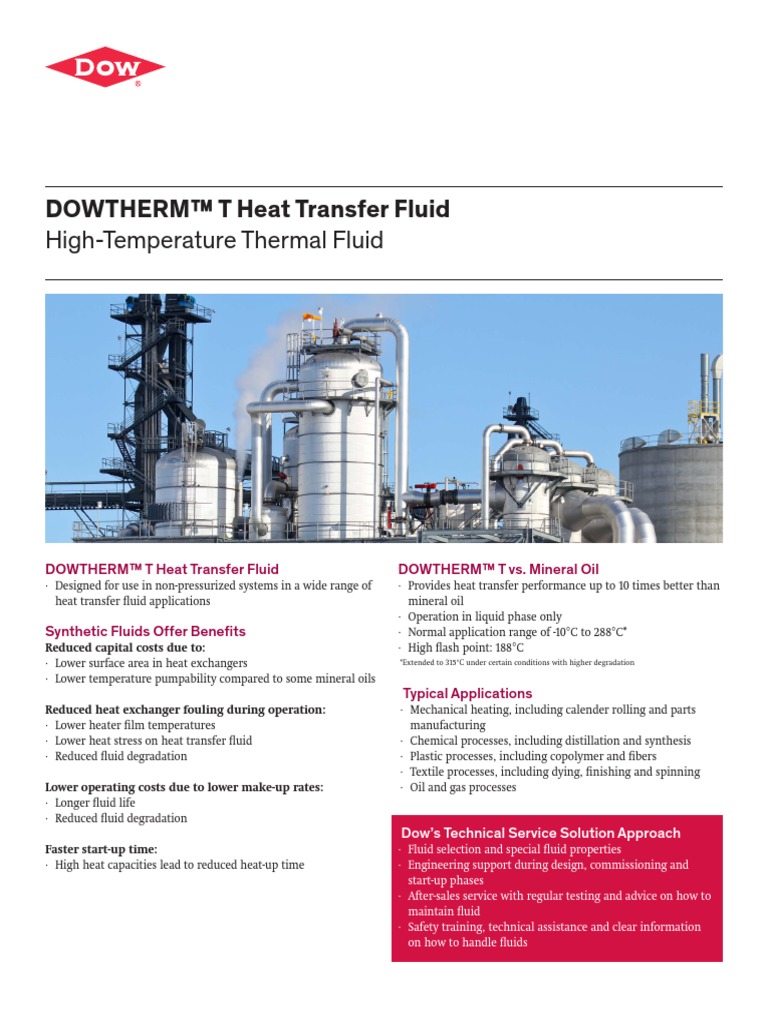 DOWTHERM™ T Heat Transfer Fluid: High-Temperature Thermal Fluid | PDF ...