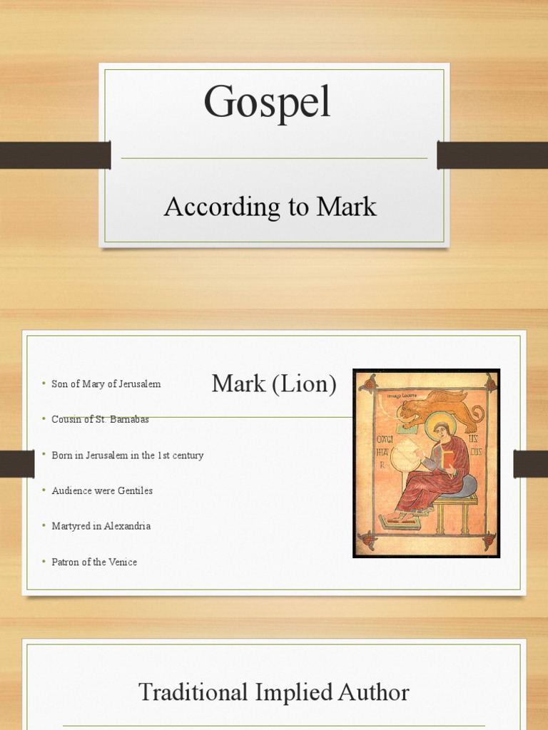 Gospel: According To Mark | PDF | Gospel Of Mark | Jesus
