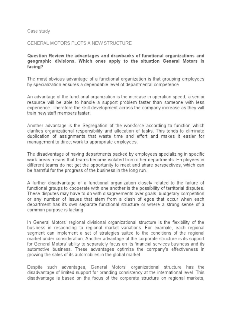 General Motors Case Study | PDF | Organizational Structure | General Motors