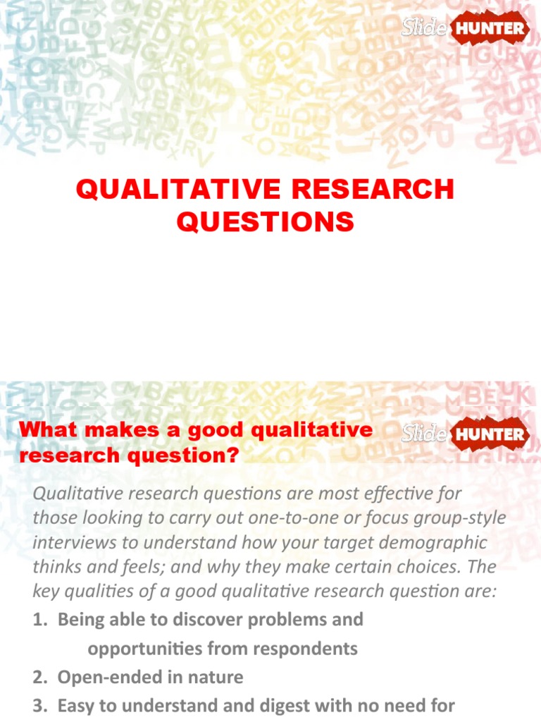 Research Questions Examples | PDF | Qualitative Research | Reason