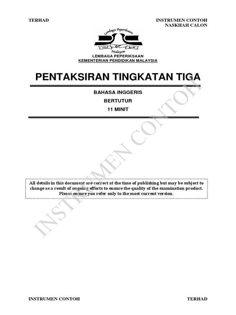PT3 Speaking Sample Test - Candidate Booklet | PDF