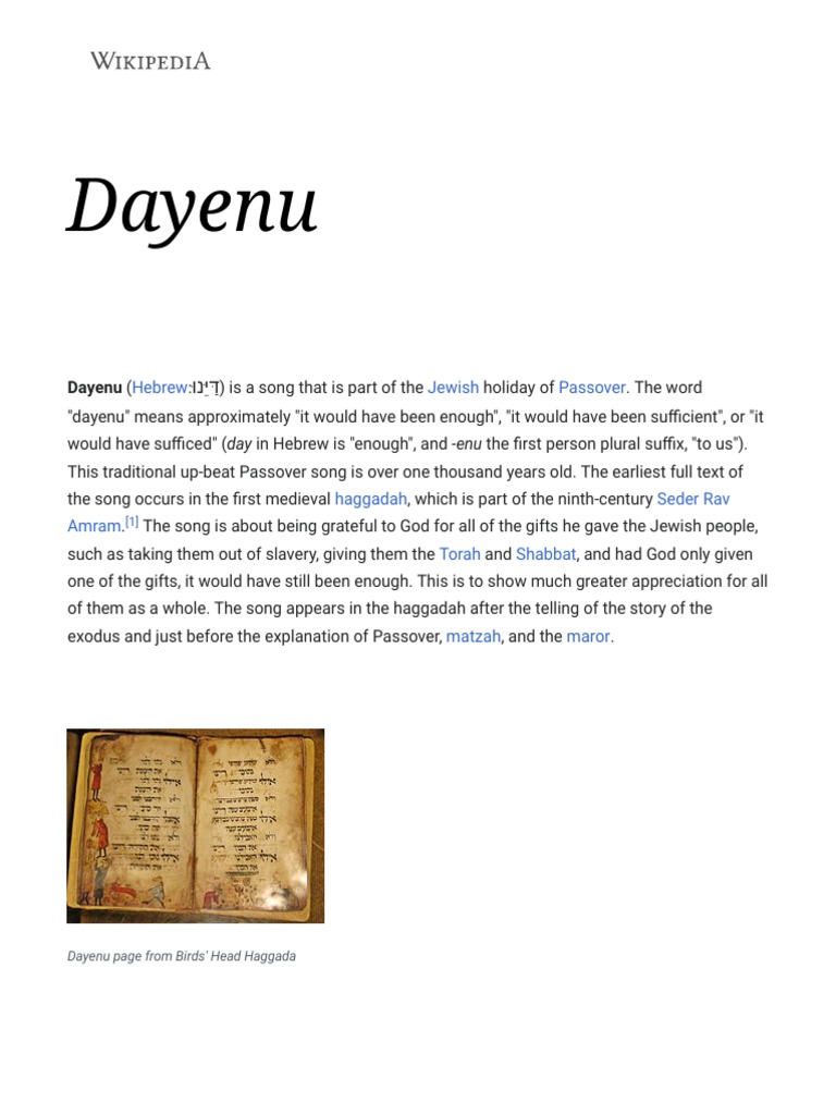 Dayenu | PDF | Haggadah | Jewish Law And Rituals