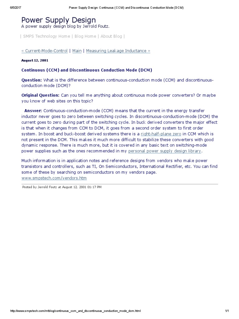 Continuous (CCM) and Discontinuous Conduction Mode (DCM) | PDF ...
