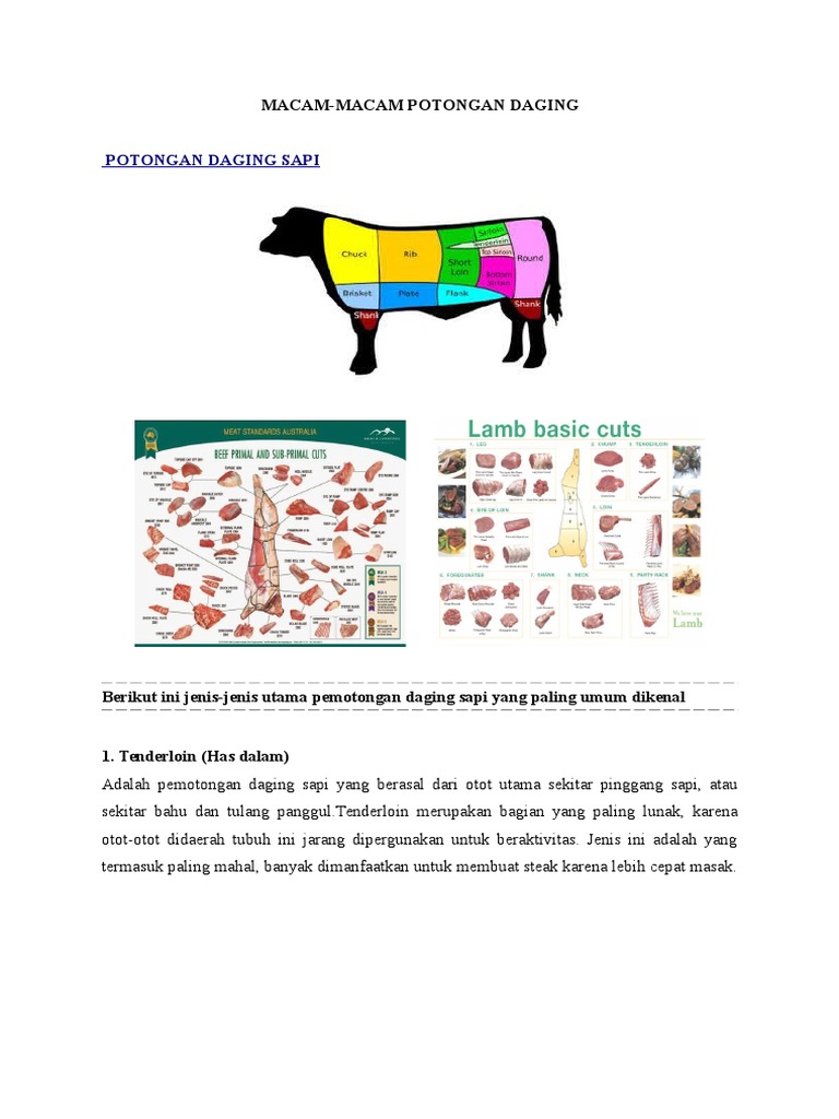 Jenis Potongan Daging Kerbau | PDF
